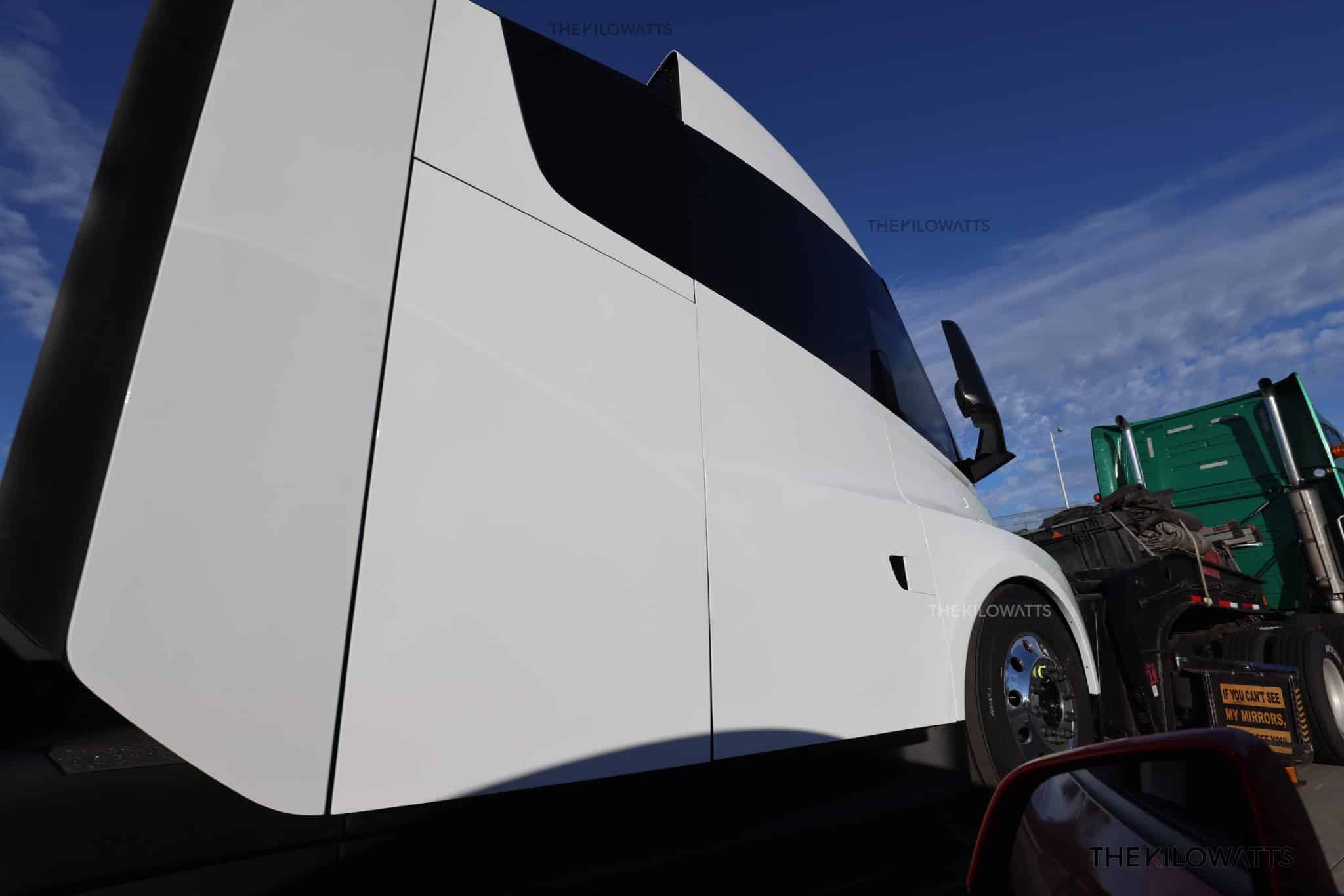 New Tesla Semi with updated windows, door handles, and tail lights ...