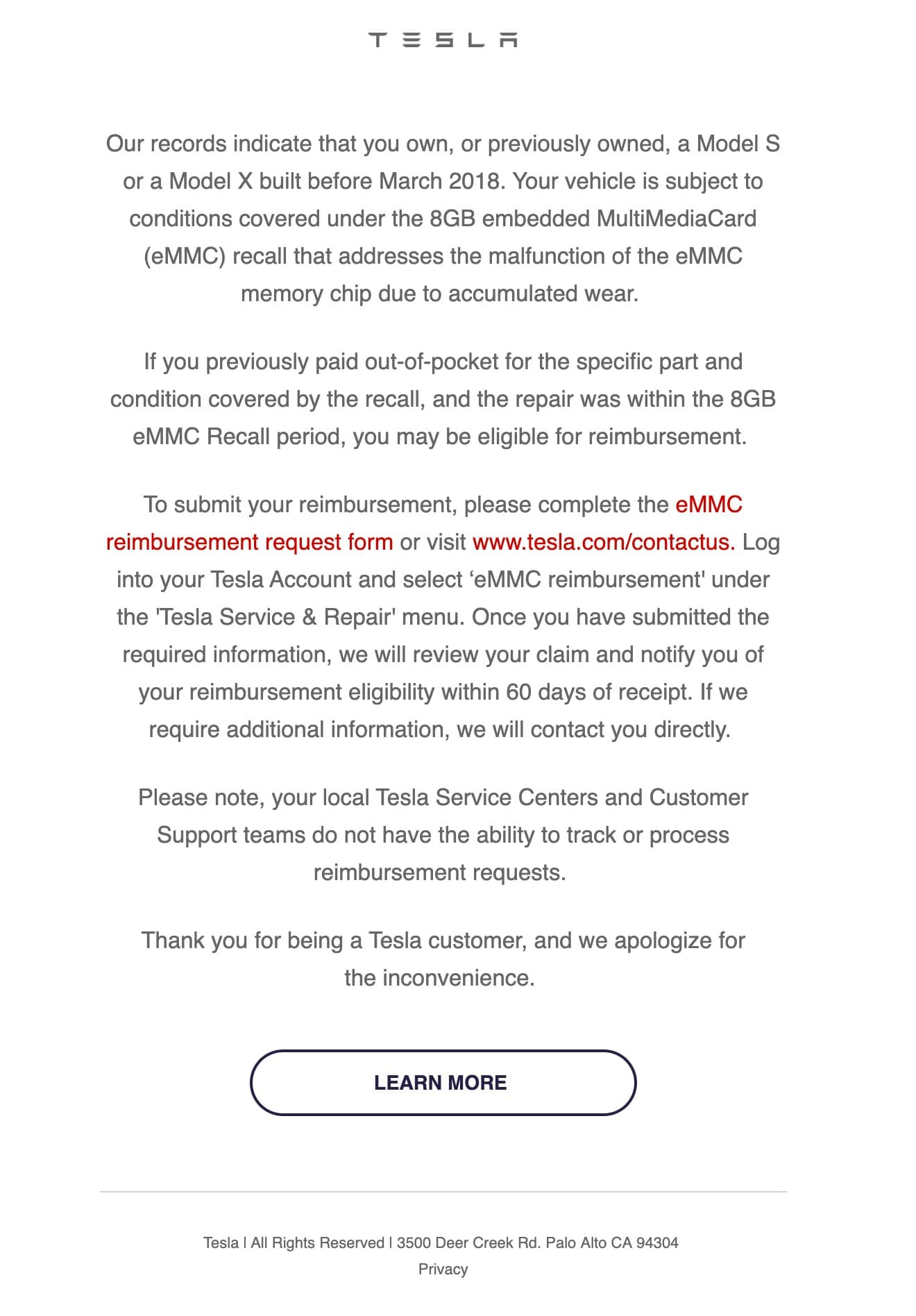 Tesla starts to issue reimbursement checks for eMMC recall repair ...