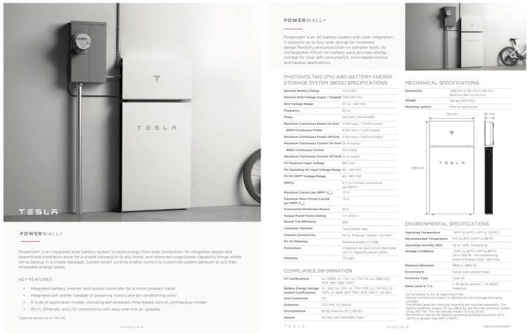 Tesla releases specs for the new Powerwall+ energy storage system ...