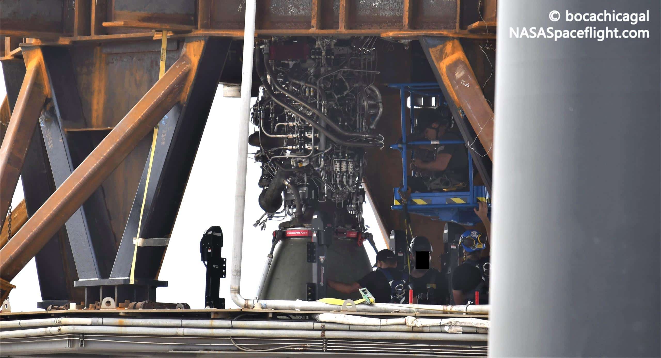 SpaceX begins installing Raptor engines on first Super Heavy booster ...