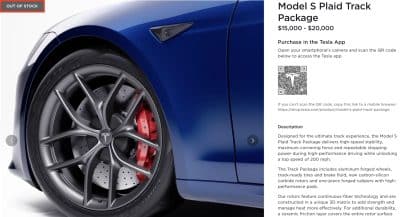Tesla Model S Plaid Track Pack out of stock hours after announcement ...