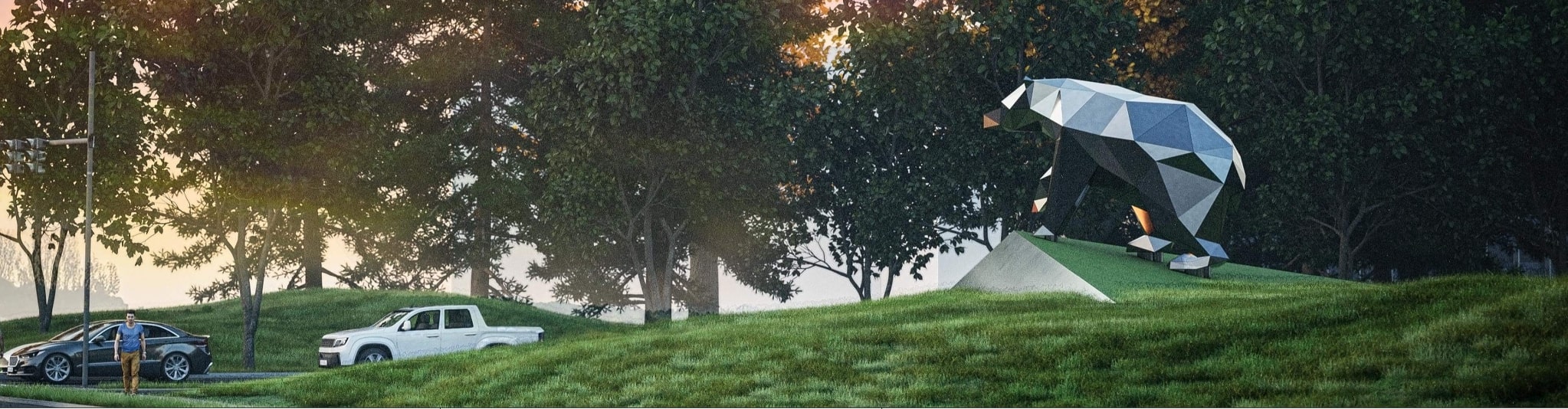 A Bold Tribute: Tesla's Cybertruck-Inspired Bear Sculpture – ilovetesla.com